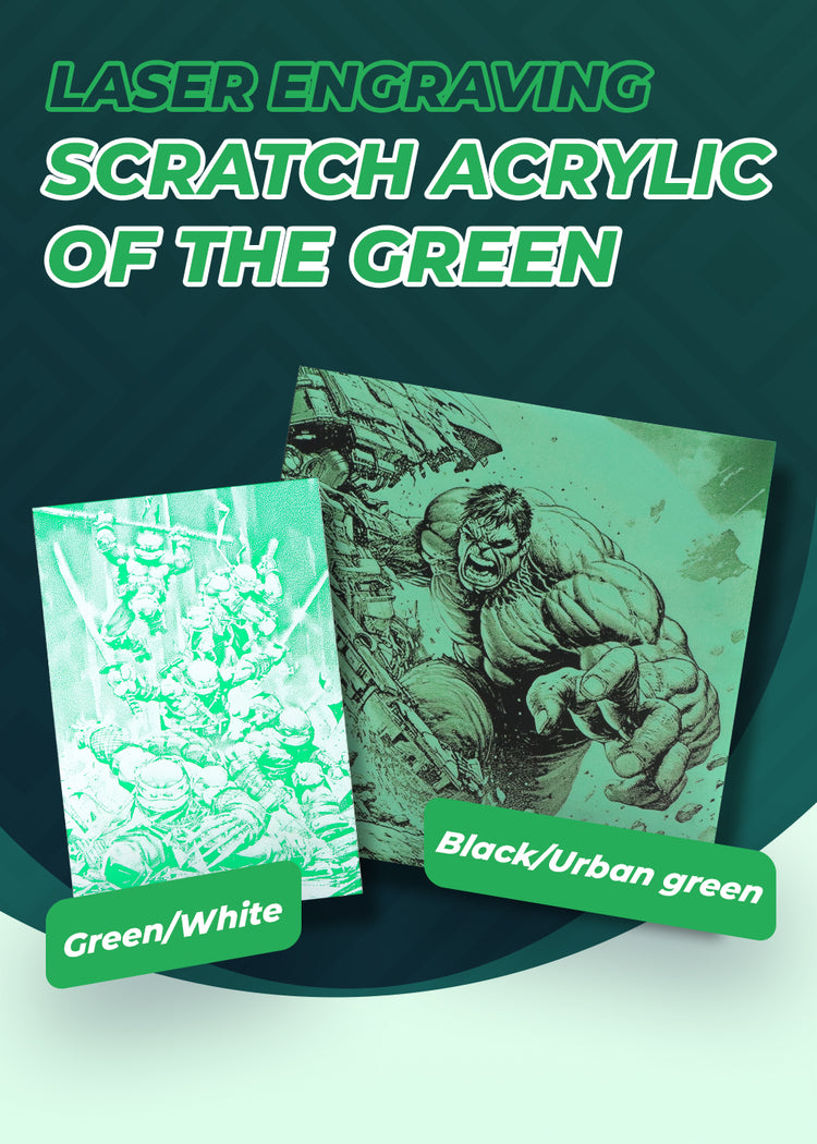 Laser engraving materials, scratched acrylic and leather, metal, etc.